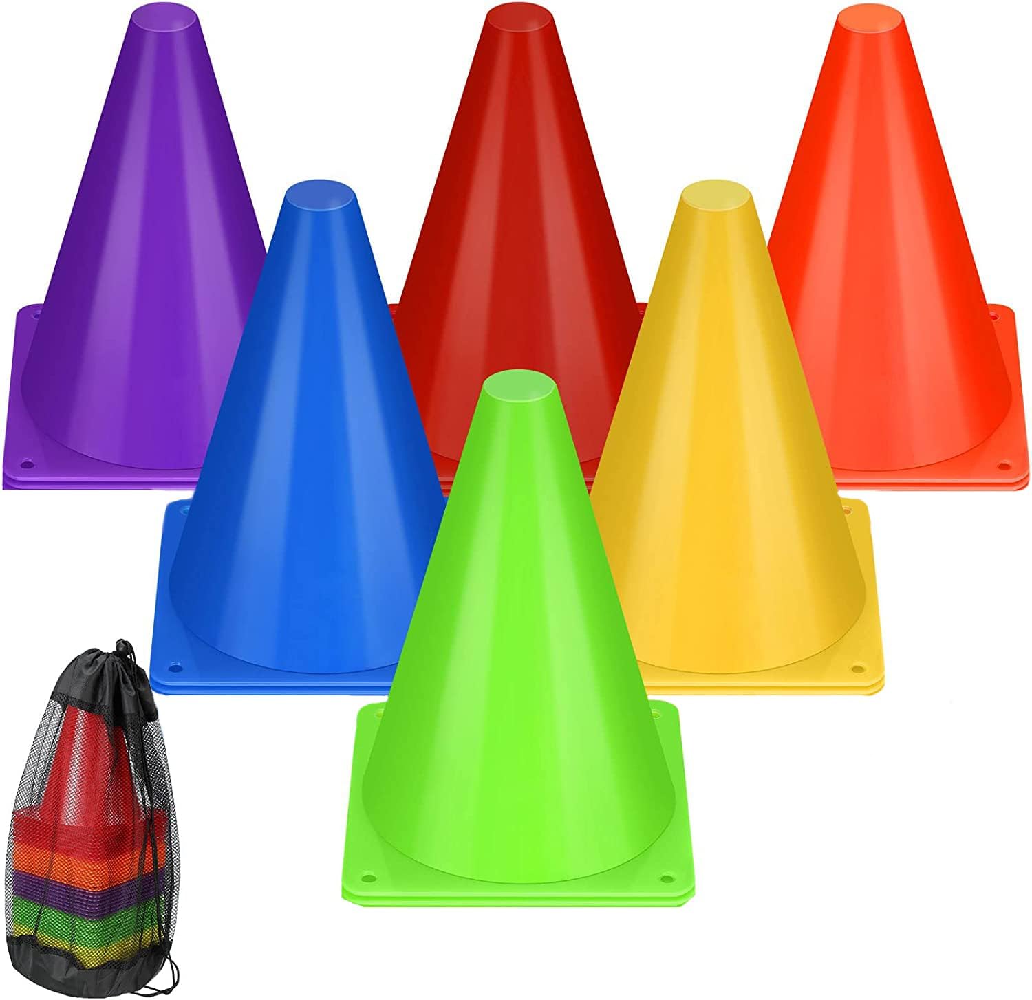 Soccer Cones,7 Inch Cones Sports Training Agility Field Marker Plastic ...
