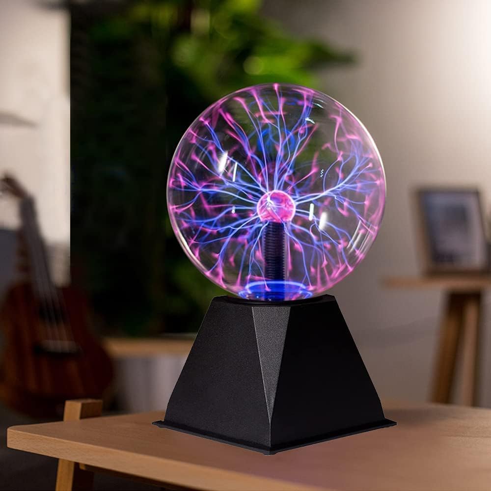 Dravizon Plasma Ball Light 4 Inches Touch and Sound Activated Lightning ...