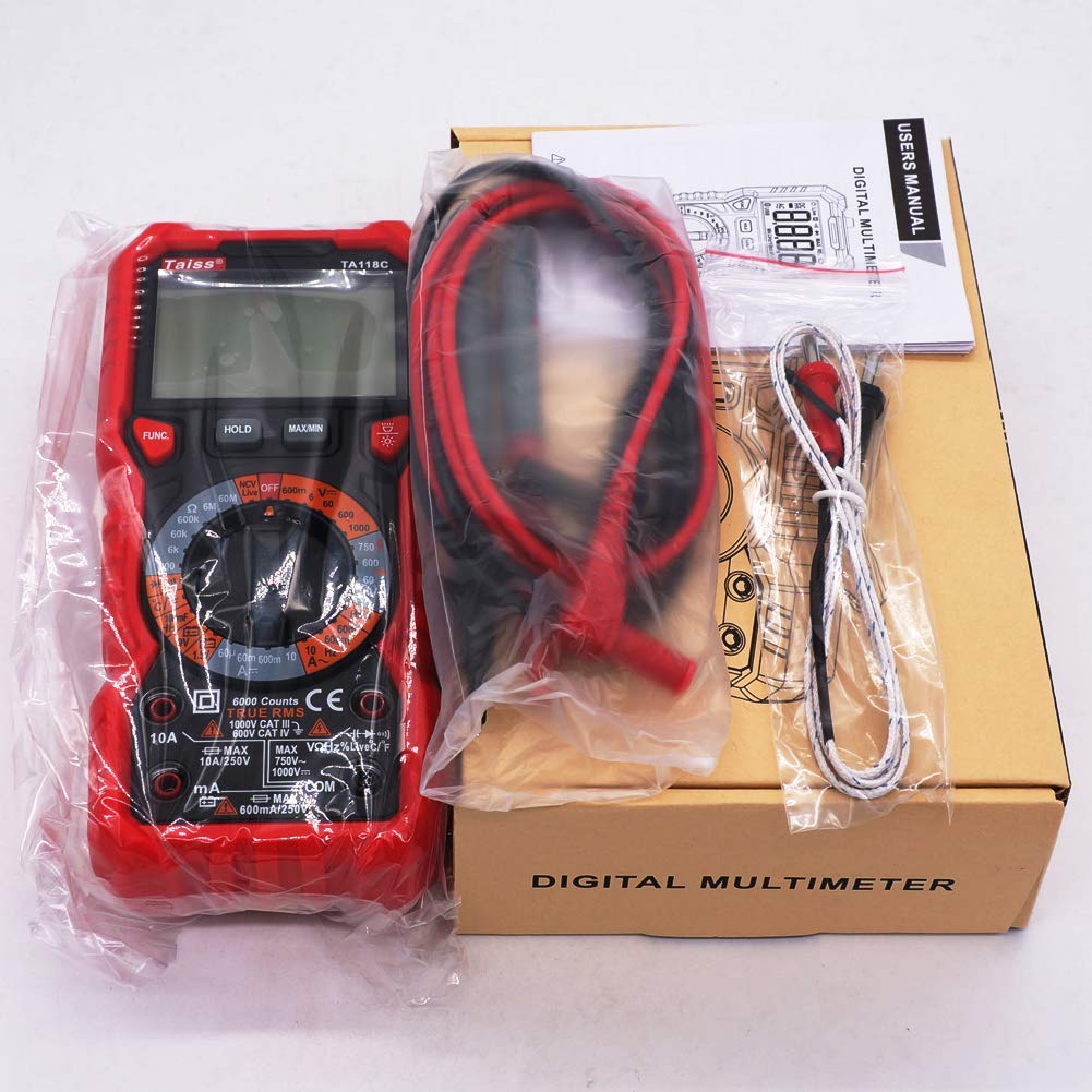 Taiss/Multi-Function Advanced Digital Multimeter DC AC 6000 Counts ...