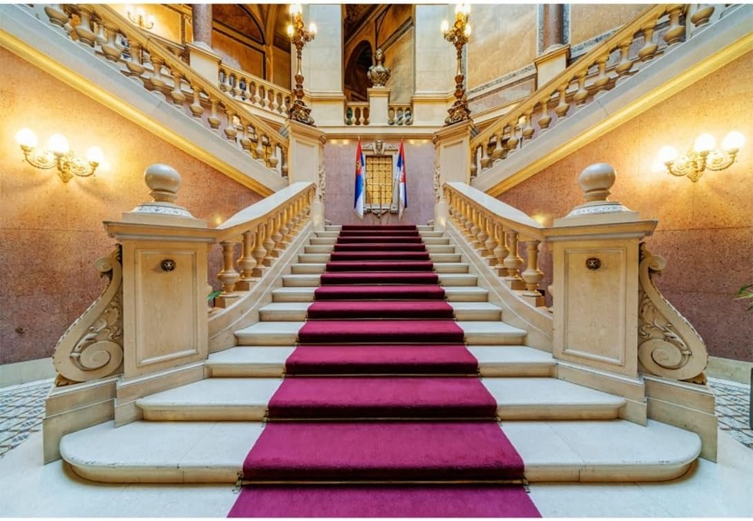 Amazon.com : Vie Savaran 8x6ft Marble Staircase Backdrop Purple Carpet ...