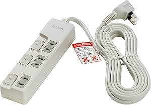 Amazon.co.jp: エルパ (ELPA) スイッチ付タップ コンセント 延長コード 省エネ ランプレス 3個口 3m 125V 15A WLS-U33EB(W) : パソコン・周辺機器
