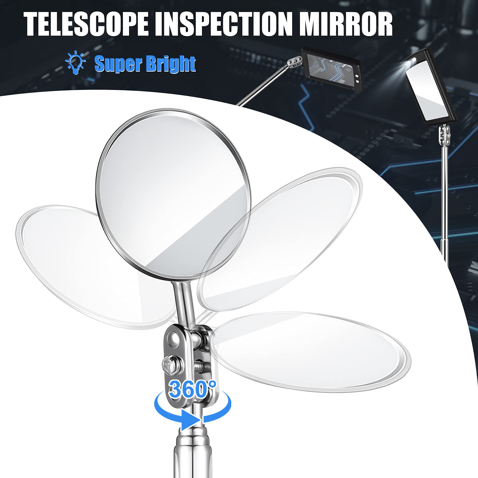 Snapklik.com : 4 Pieces Telescoping Inspection Mirror Telescoping LED ...