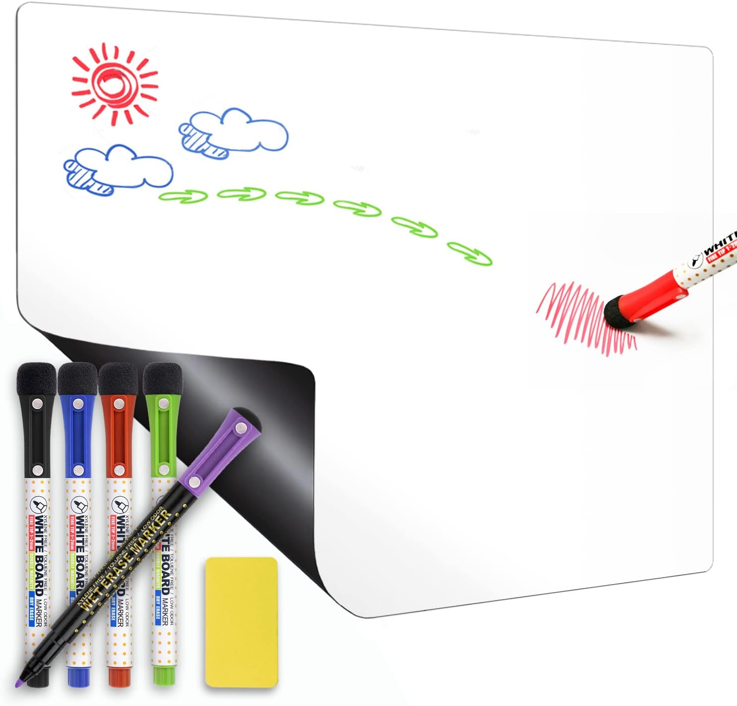 White Board Roll, Stick on White Boards for Wall, 1.5x11ft Dry Erase ...