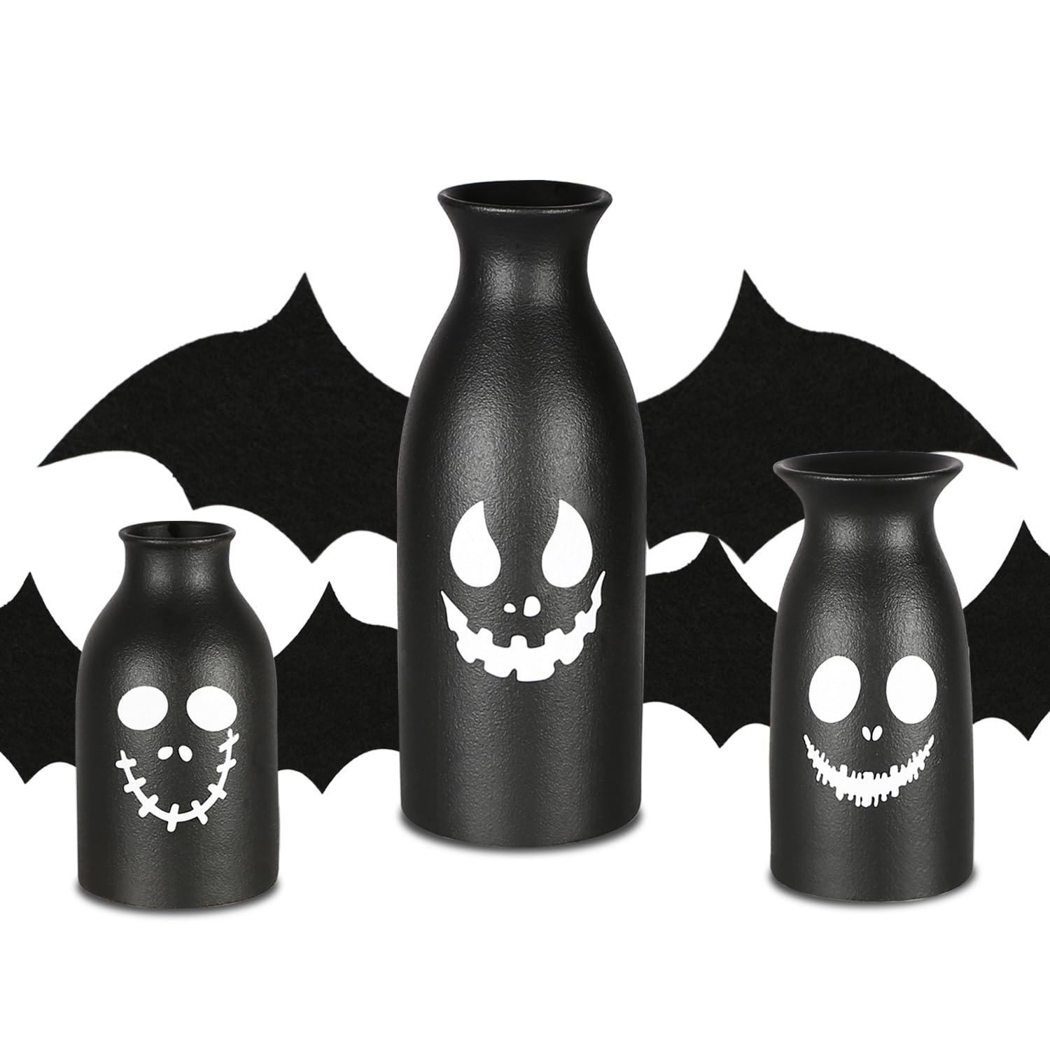 Amazon.com: CEMABT Ceramic Vases Set 3-Halloween Home Decorations with ...