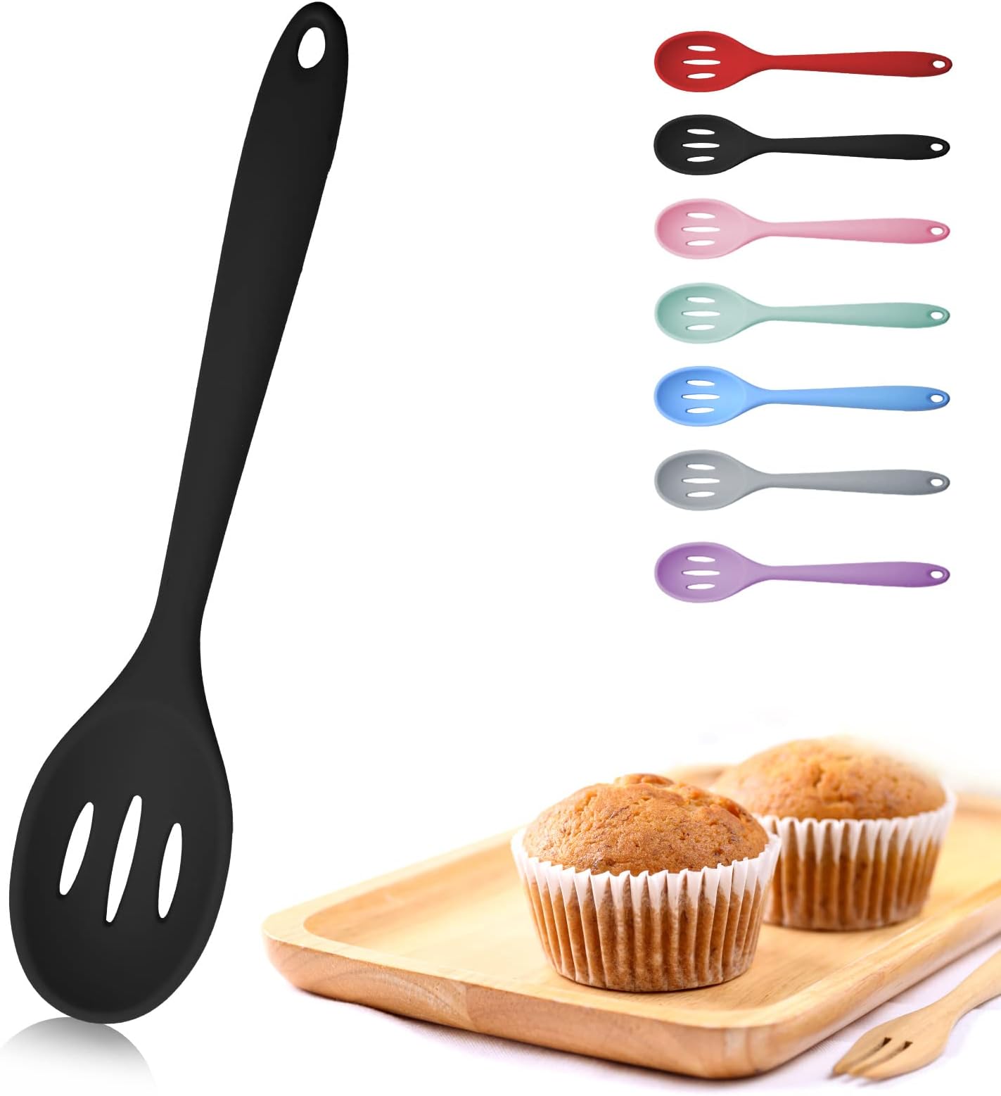 Amazon.com: 4 Pcs Large Silicone Spoons for Cooking Nonstick Heat ...