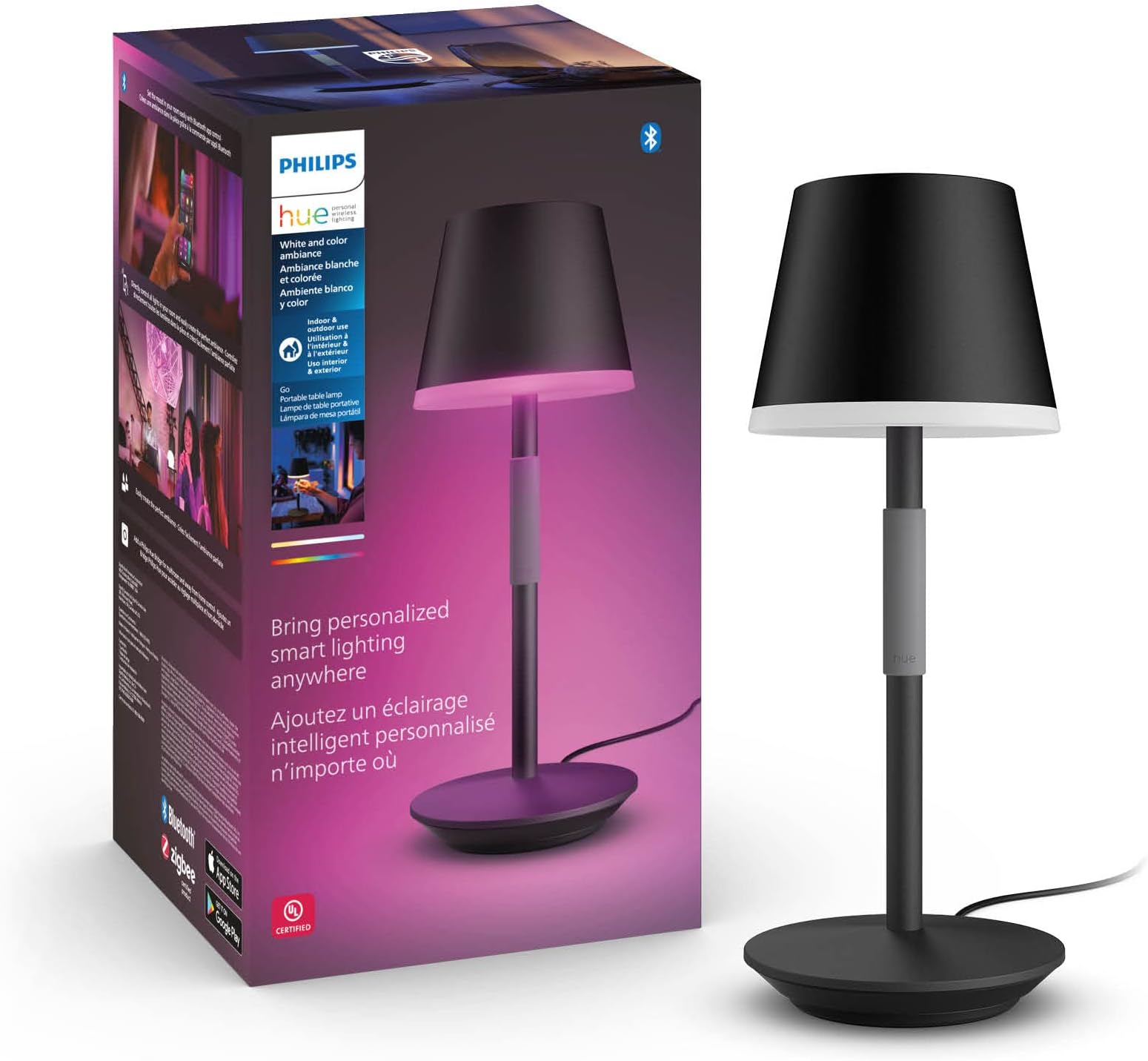Philips White and Color Ambiance, lampe à poser portable Hue Go ...