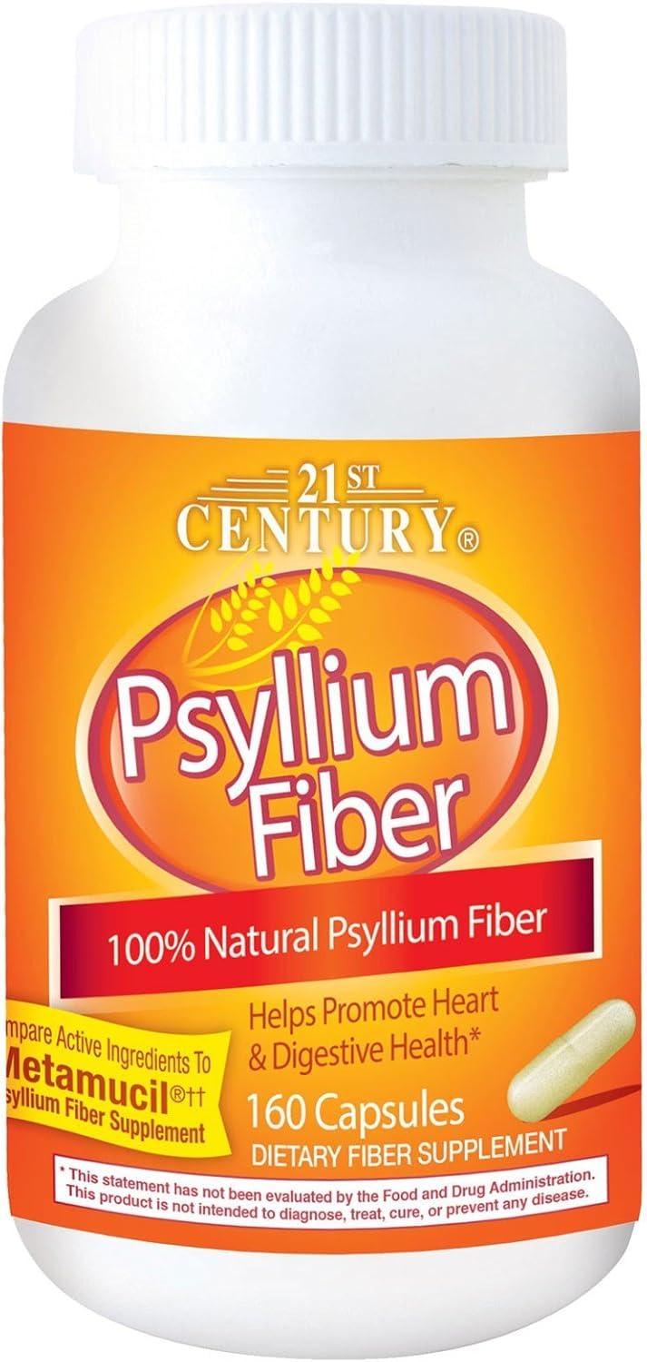 Amazon.com: 21st Century Psyllium Fiber Capsules, 160 Count : Health ...
