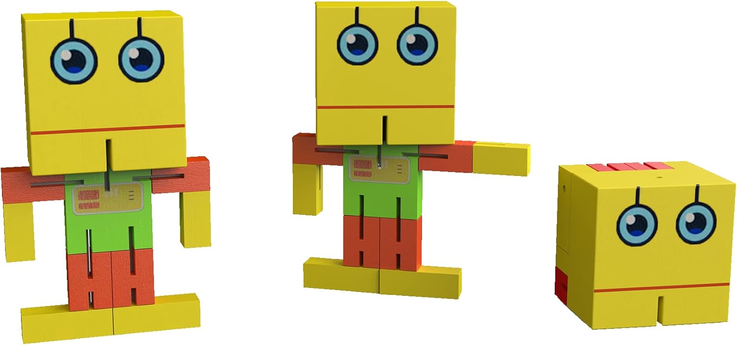 Amazon.com: Wood & Robotics Wooden Robot Toy, cubebot cubebot, Cube Toy ...