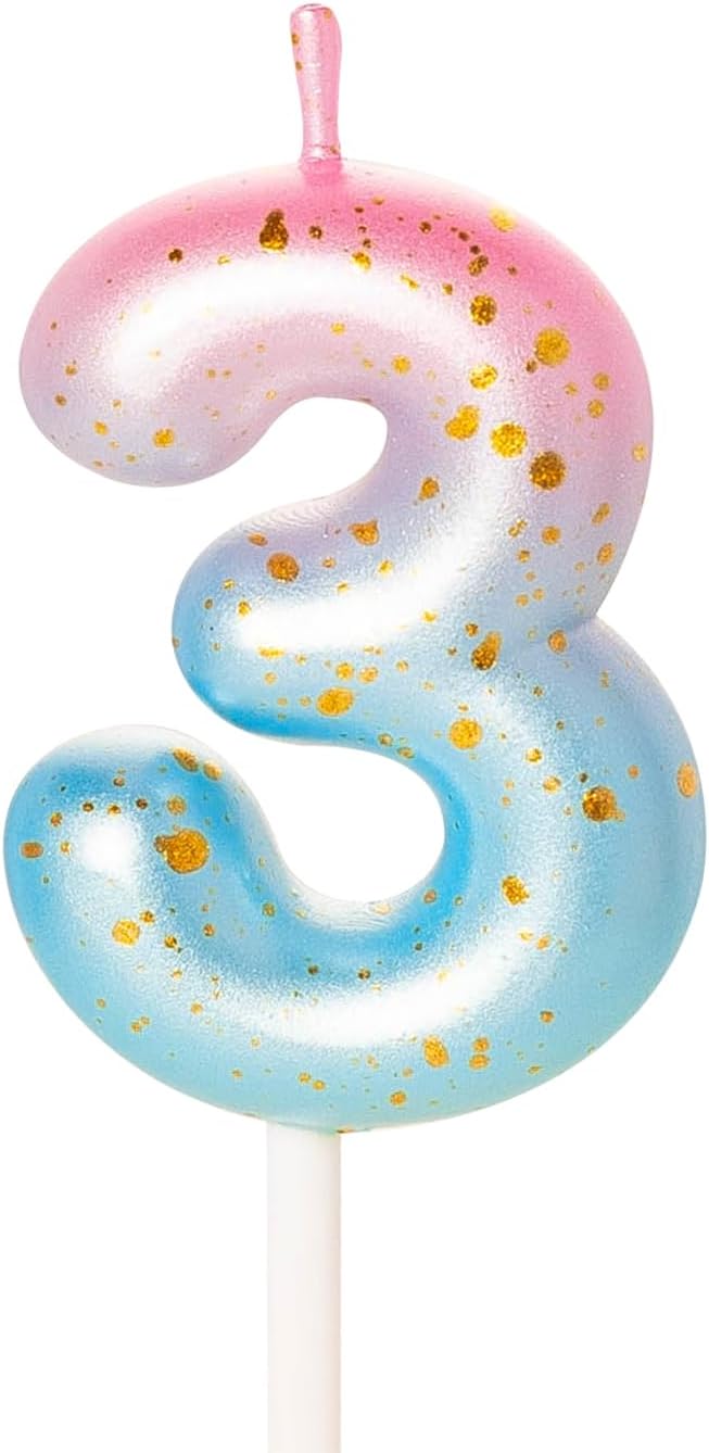 Pink Blue 3rd Birthday Candle Mermaid Theme Number 3 Candle for ...