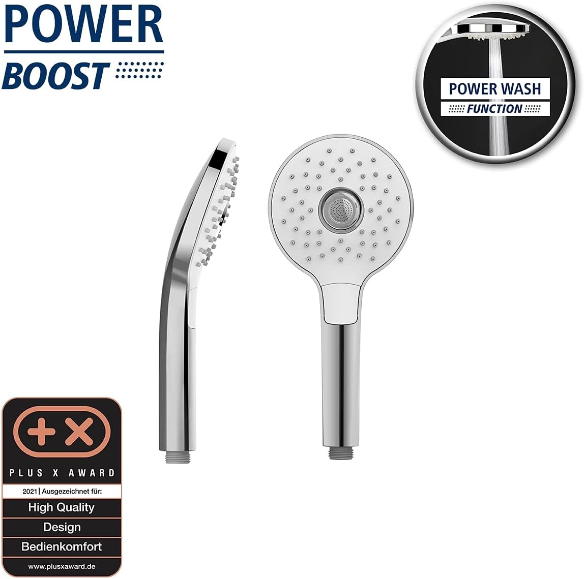 PowerBoost Chrome White Universal Handheld Shower Head with 96 High ...