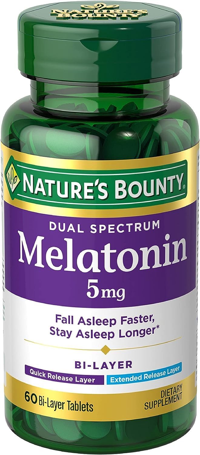 Amazon.com: Nature's Bounty Melatonin 5mg Dual Spectrum, 100% Drug Free ...