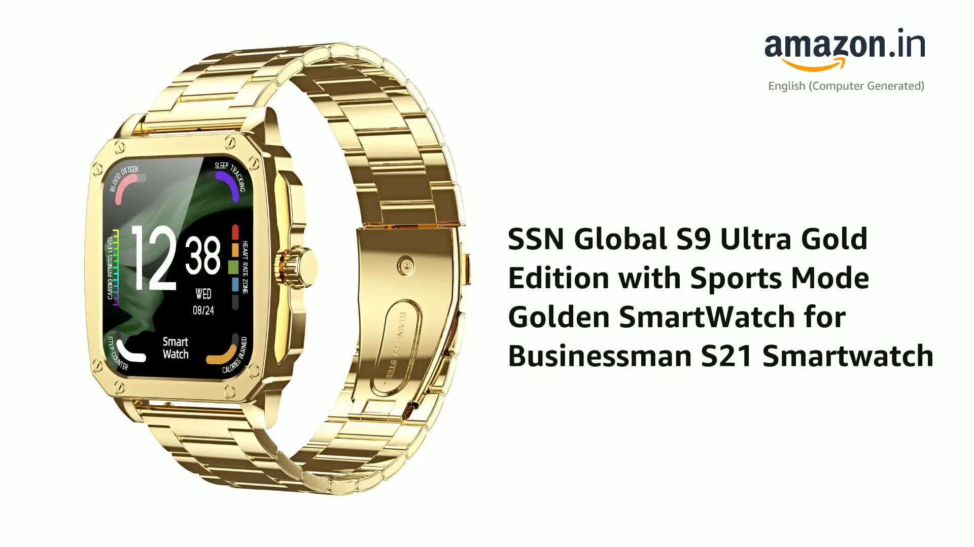 Watch SSN Global S9 Ultra Gold Edition with Sports Mode Golden ...