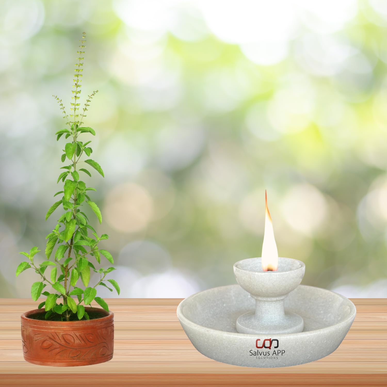 Buy Salvus APP SOLUTIONS Handcrafted Marble Diya with Plate - Elegant ...