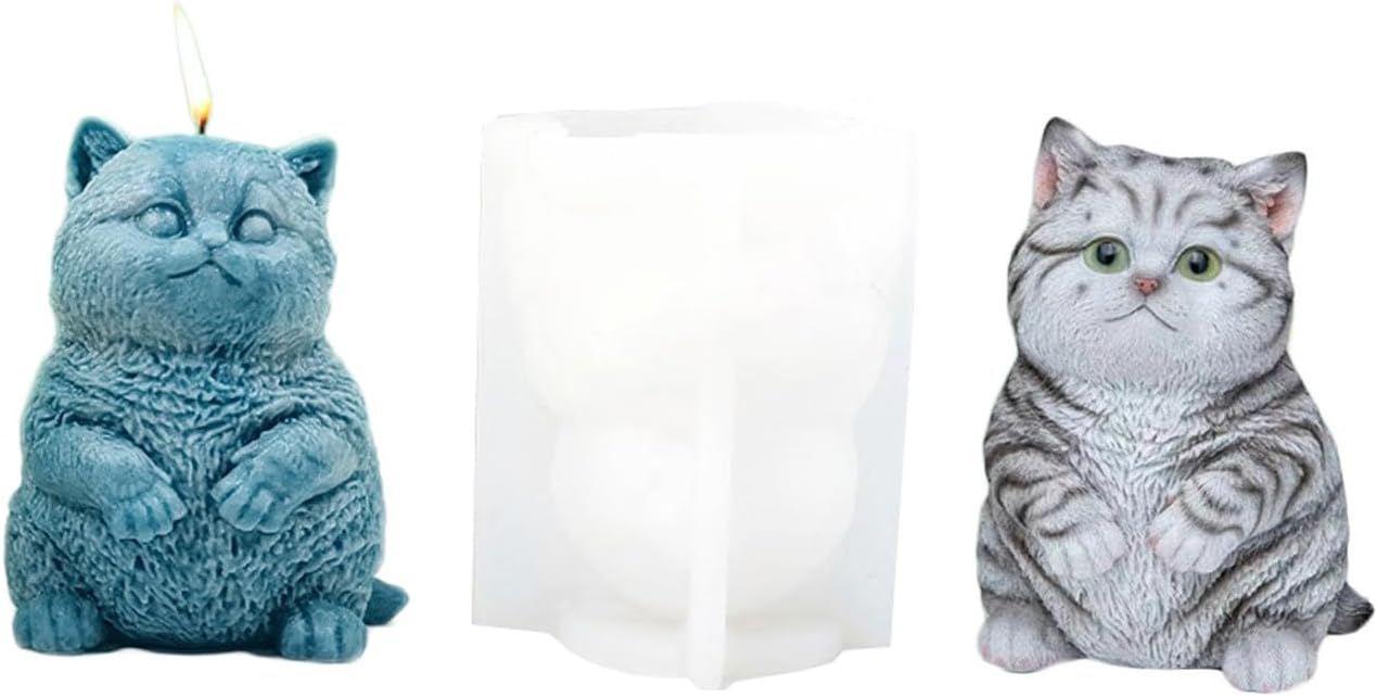 Amazon.com: 5 Cat Silicone Molds, Cute Mini Kitten Candle Mold for Soap ...