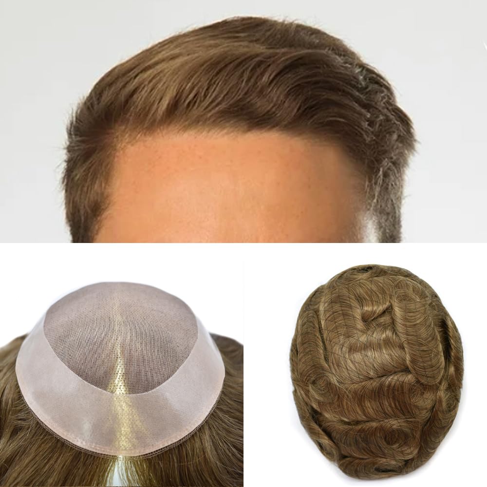Amazon.com : Toupee Hair Pieces Replacement System For Men Real Human ...