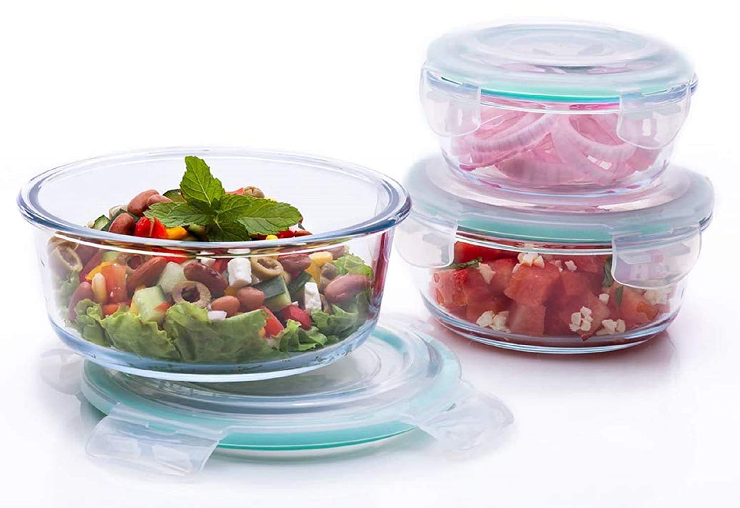 Nirgun Empex Microwave and Fridge Safe Round Glass Bowl Food Storage ...