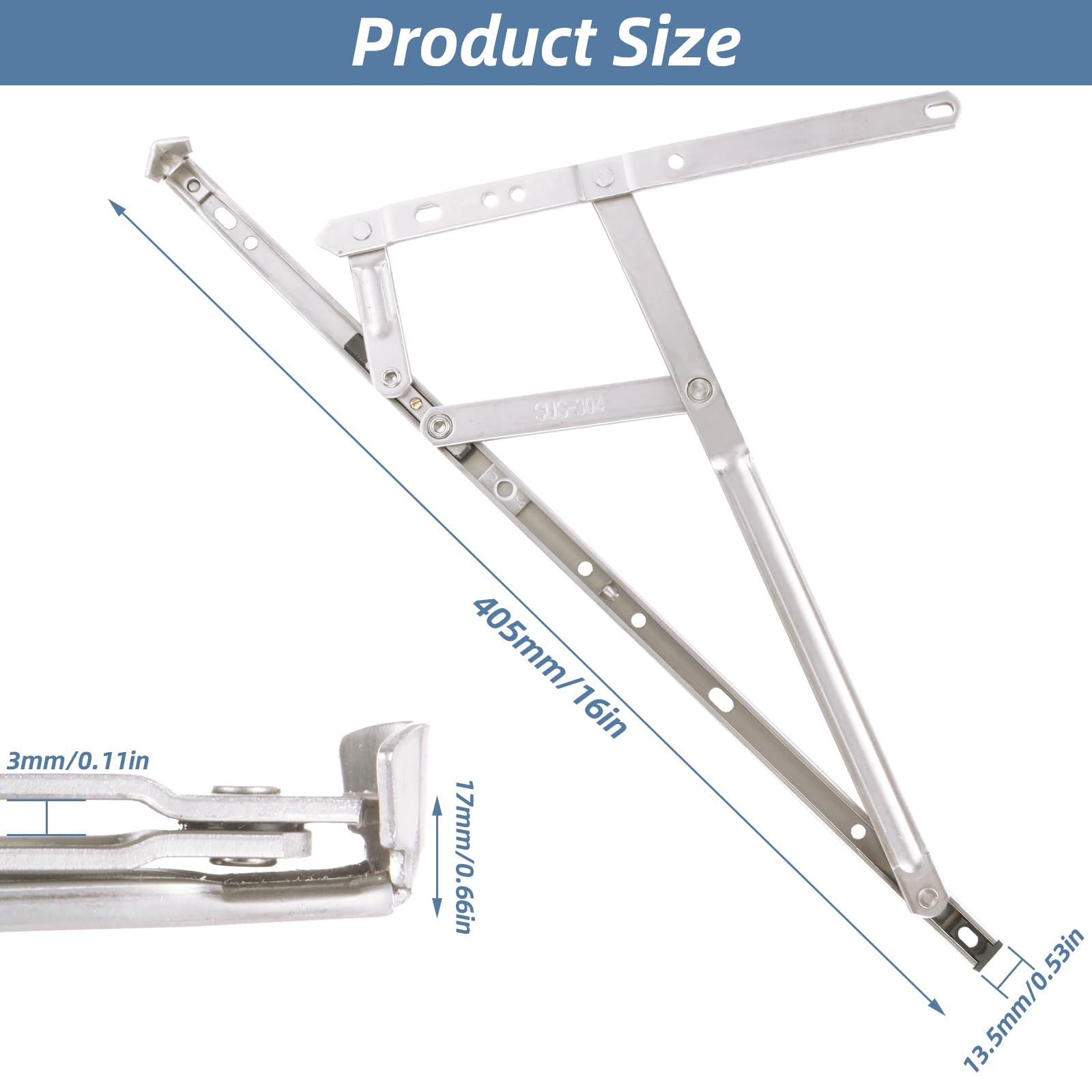 AHAQU 4PCS UPVC Window Friction Stay Hinges, 16 Inch Universal Window ...