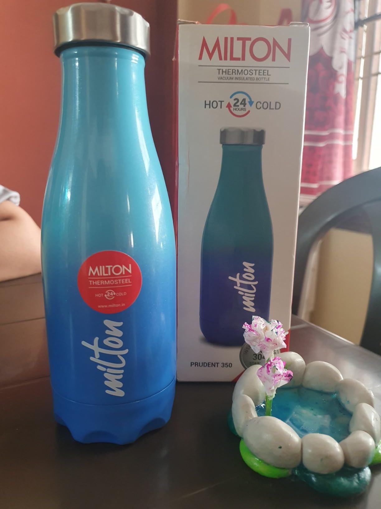 Milton Prudent 350 Thermosteel 24 Hours Hot and Cold Water Bottle, 360 ...