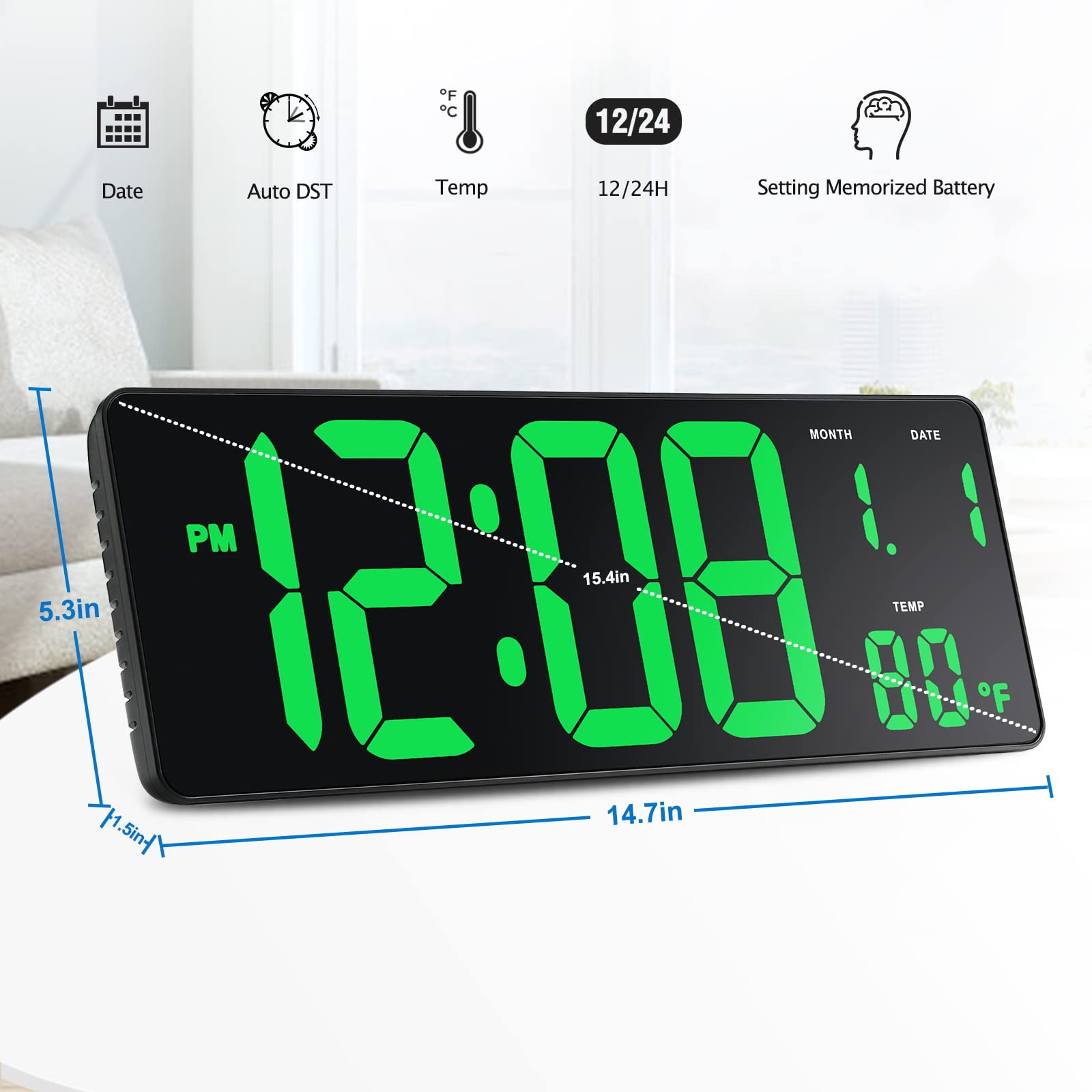 Buy DreamSky 14.5" Large Digital Wall Clock with Jumbo Big LED Number ...