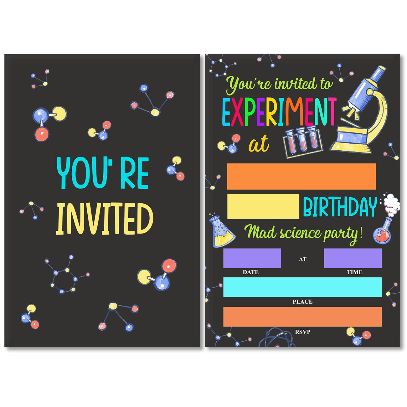 Cute Science Theme Birthday Invitations with Envelopes Set of 20 ...