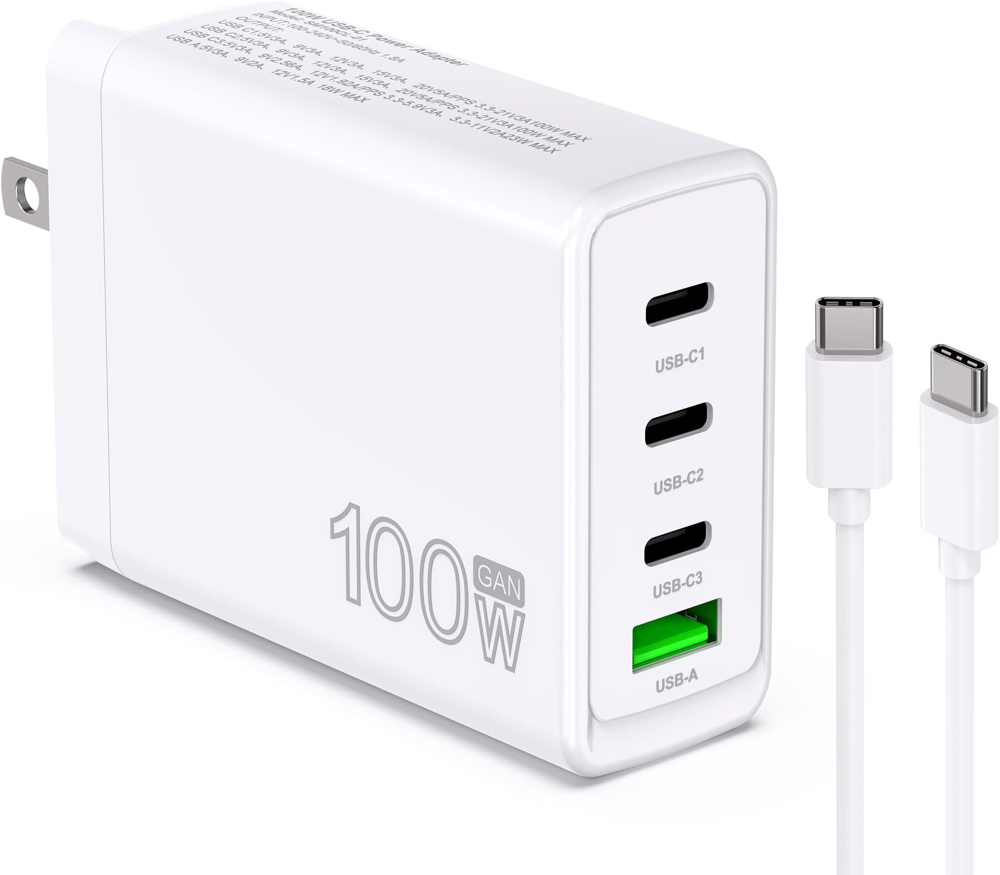 Amazon.com: 100W USB C Charger Block 4 Port Type C Charging GaN USB C ...