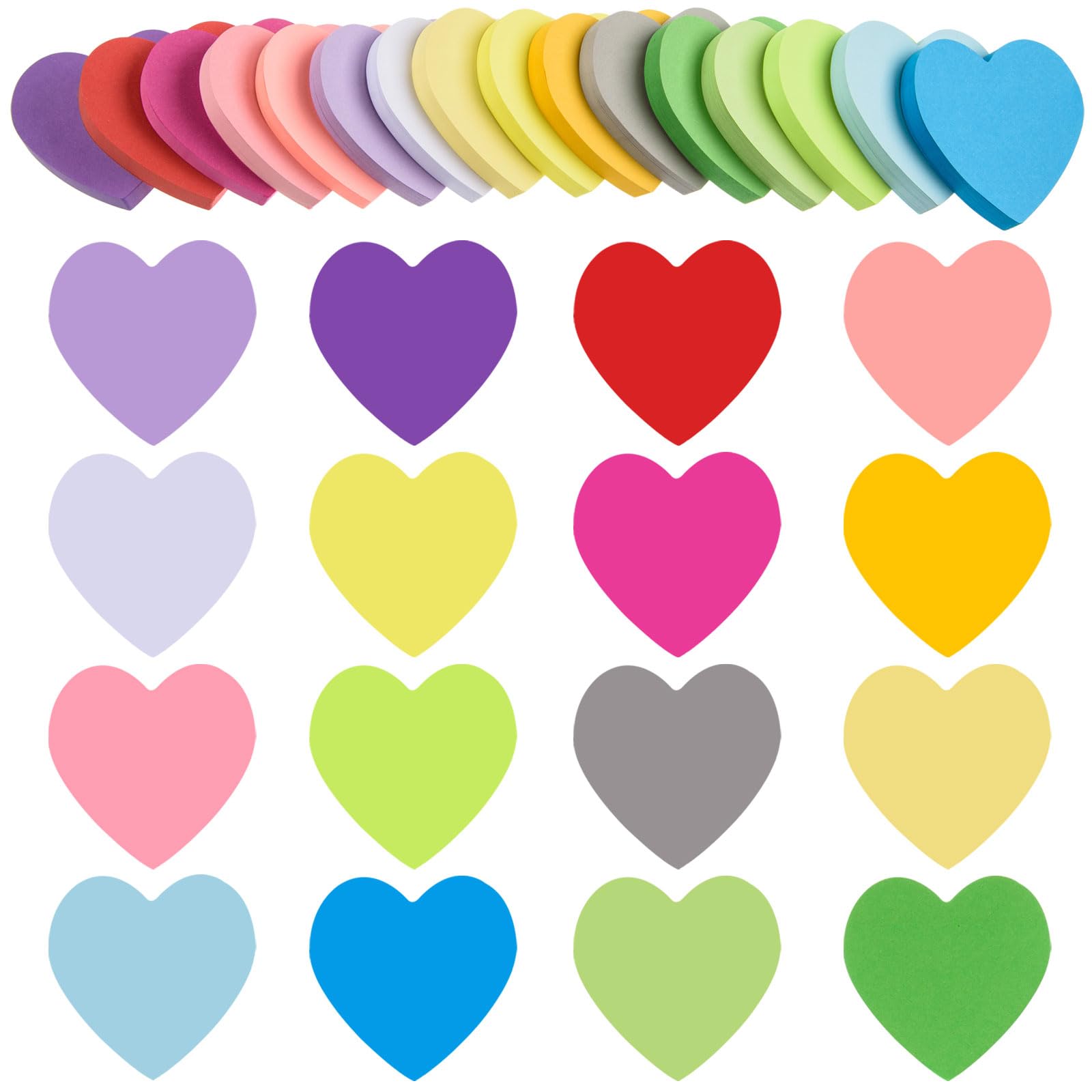 Amazon.com : FOBSME 1600 Sheets Heart Sticky Notes 3x3 Inch Multicolor ...