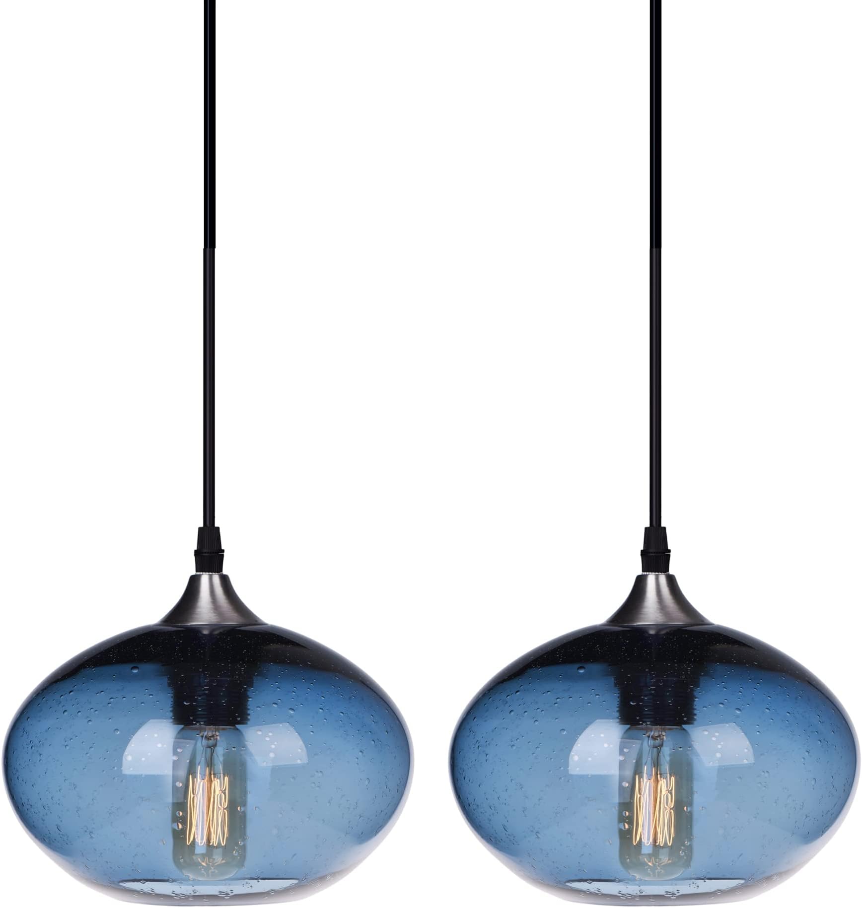 KCO Lighting Modern Large Globe Pendant Light 1-Light Single Blue Glass ...