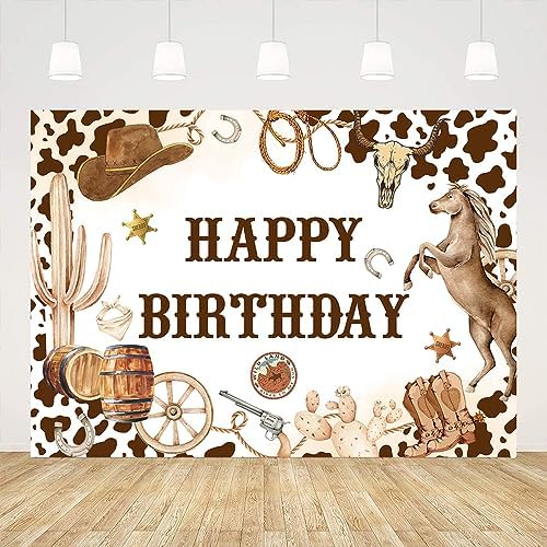 Amazon.com : ANSHUHAI Western Cowboy Birthday Backdrops Cowboy Backdrop ...