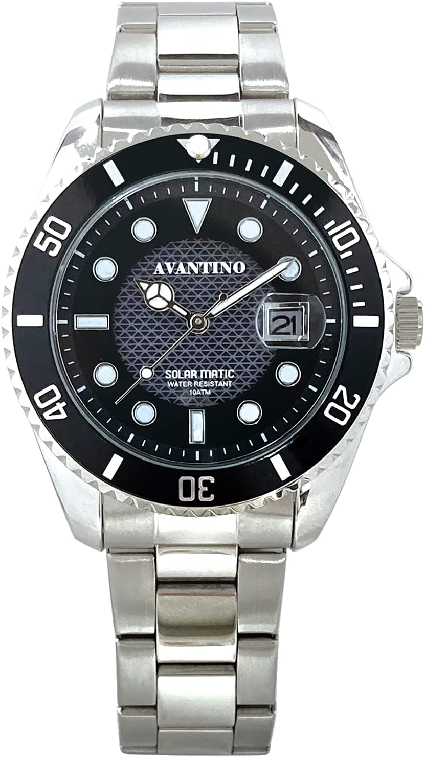 Amazon | [クレファー] 腕時計 アナログ メンズ ソーラー 充電式 メタルバンド シルバー AV-AM284-BKS | 腕時計 ...