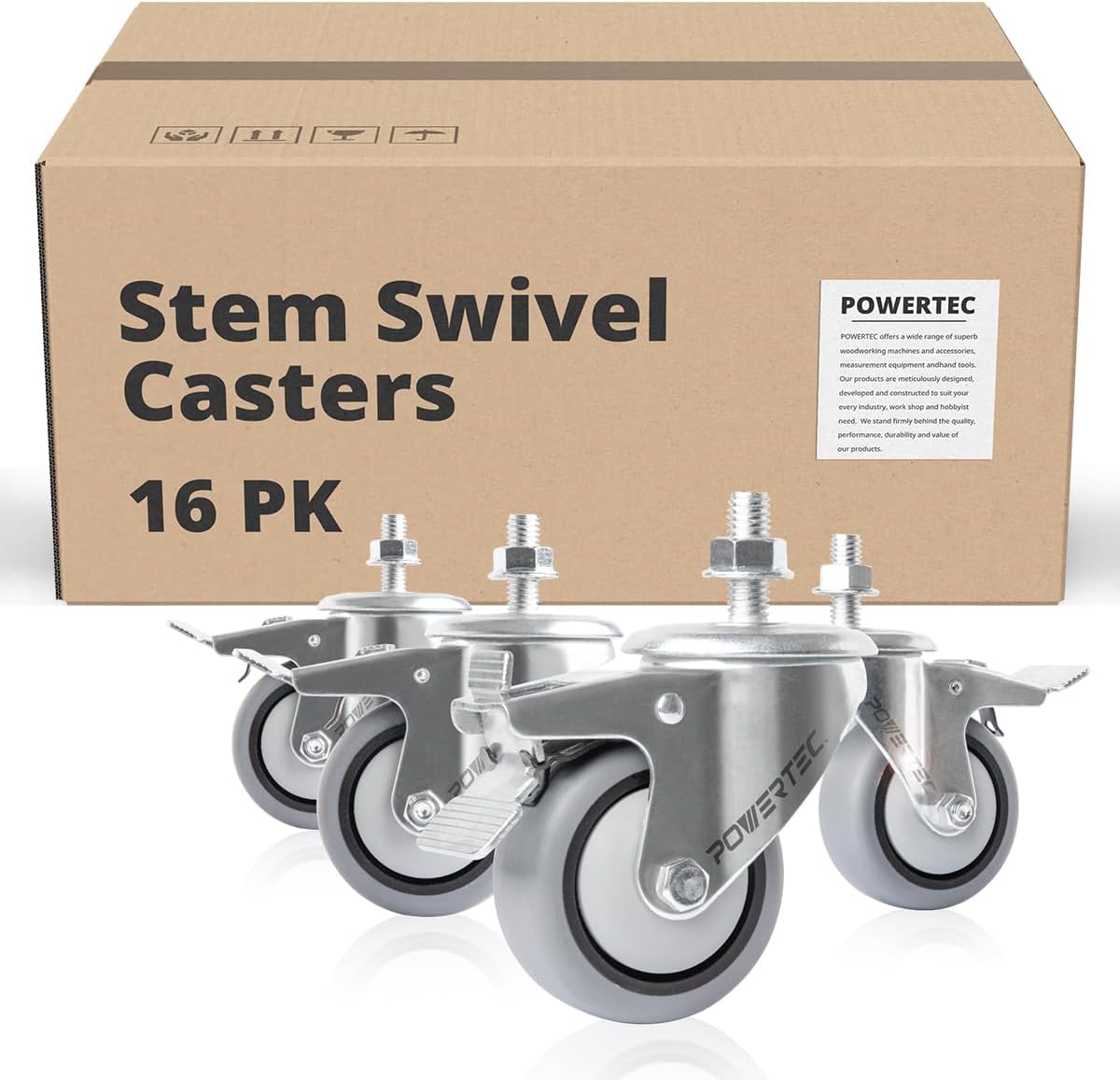 Amazon.com: POWERTEC 17201-Case4 3" Heavy Duty Threaded Stem Swivel ...