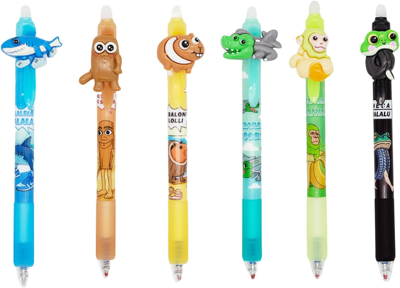 Amazon.com : 6PCS Italian Brainrot Erasable Pens, Cute Animal Ball ...