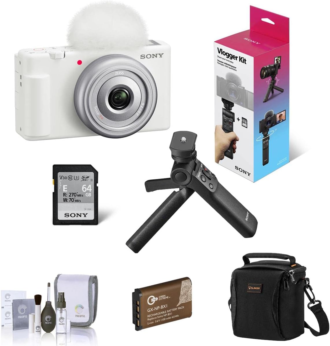 Amazon.com : Sony ZV-1F Vlogging Camera, White Bundle with ACCVC1 ...