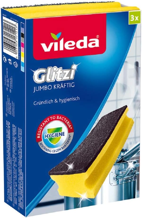 Vileda Glitzi Jumbo Sponge Strong with Antibac – Extra Abrasion ...