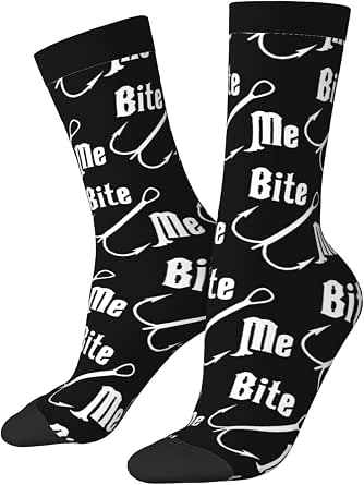 Amazon.com: Linjhvde Fisherman'S Fish Hook Bite Me Socks Wedding High ...