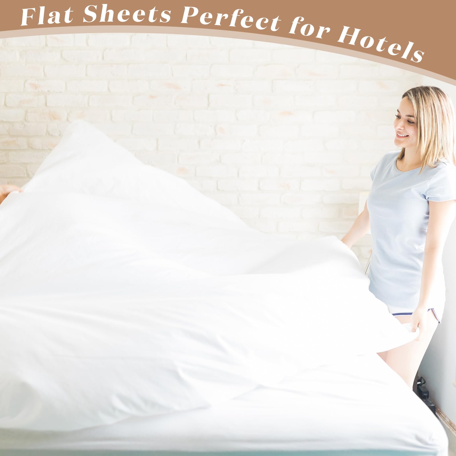 Preboun 30 Pack White Flat Sheets Bulk Soft Bedding Sheets Microfiber ...