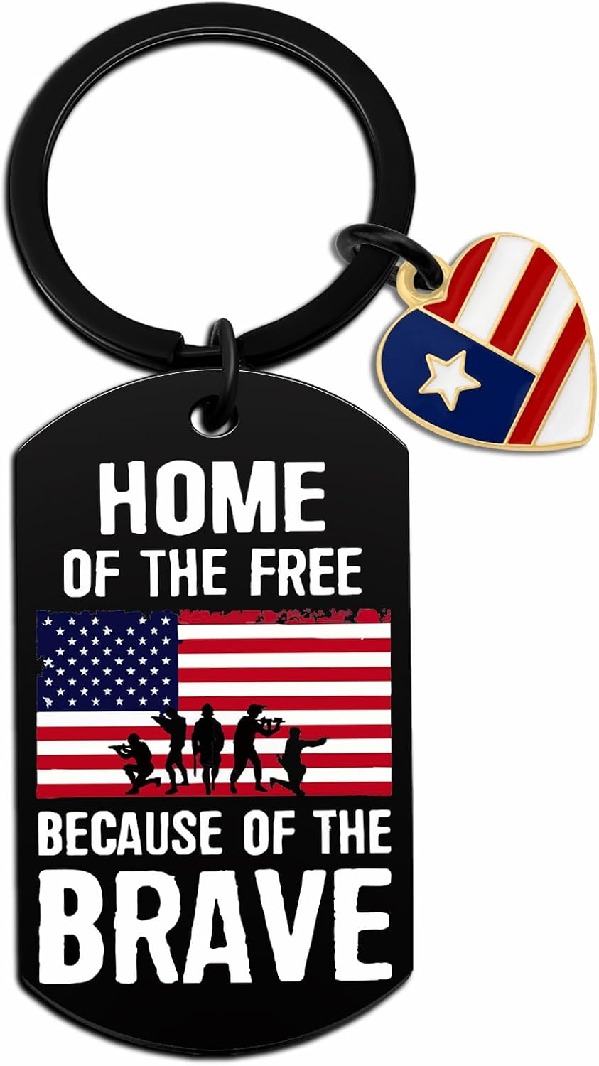 isiyu Patriotic Keychain American Flag Pendant Home of The Free Because ...