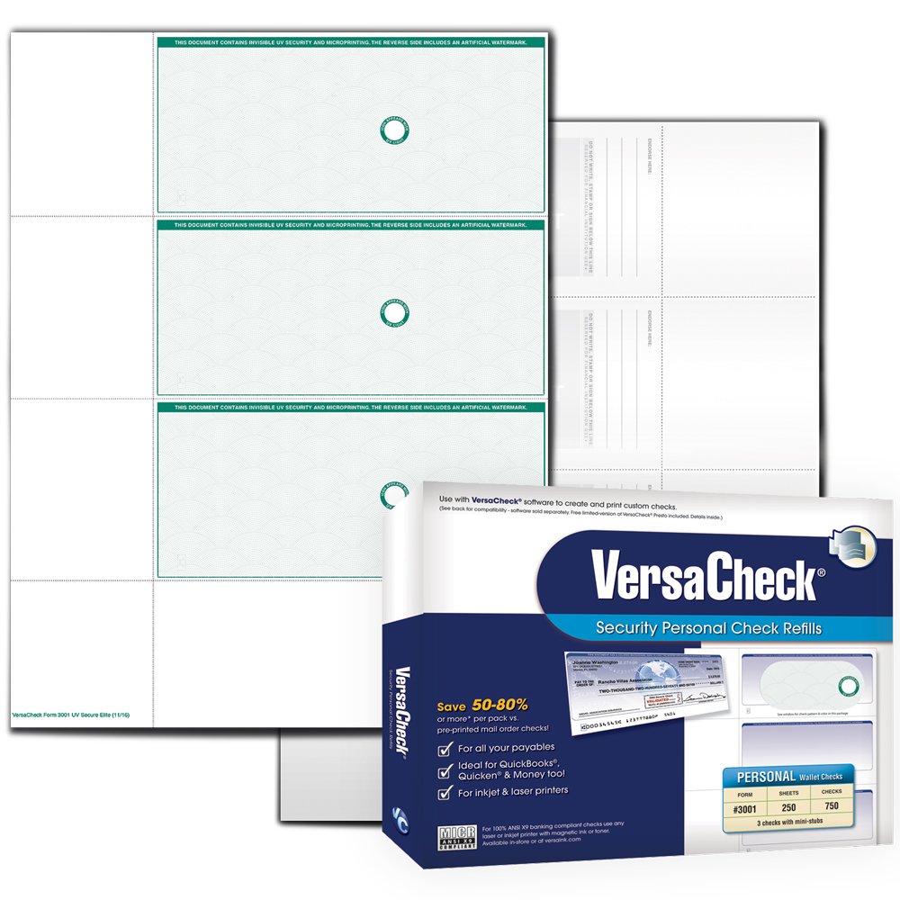 Amazon.com : VersaCheck UV Secure Checks - 750 Blank Business or ...