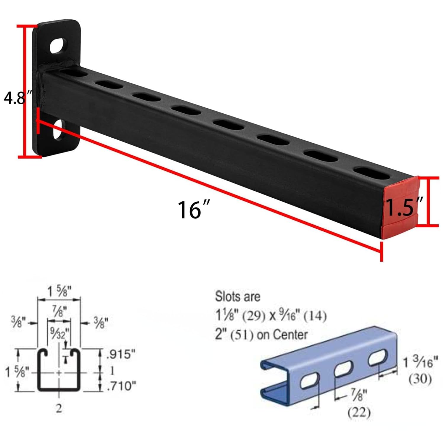 16" Length Steel Shelf Bracket,Display Bracket,DIY Projects,Metal Strut ...