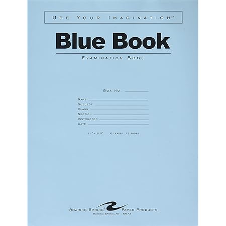Amazon.com : TestingForms.com 8.5" x 11" Examination Blue Book 8 Sheets ...