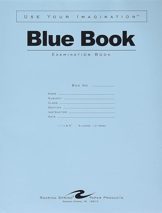 Amazon.com : Roaring Spring Test Blue Exam Book, 50 Pack, Wide Ruled ...