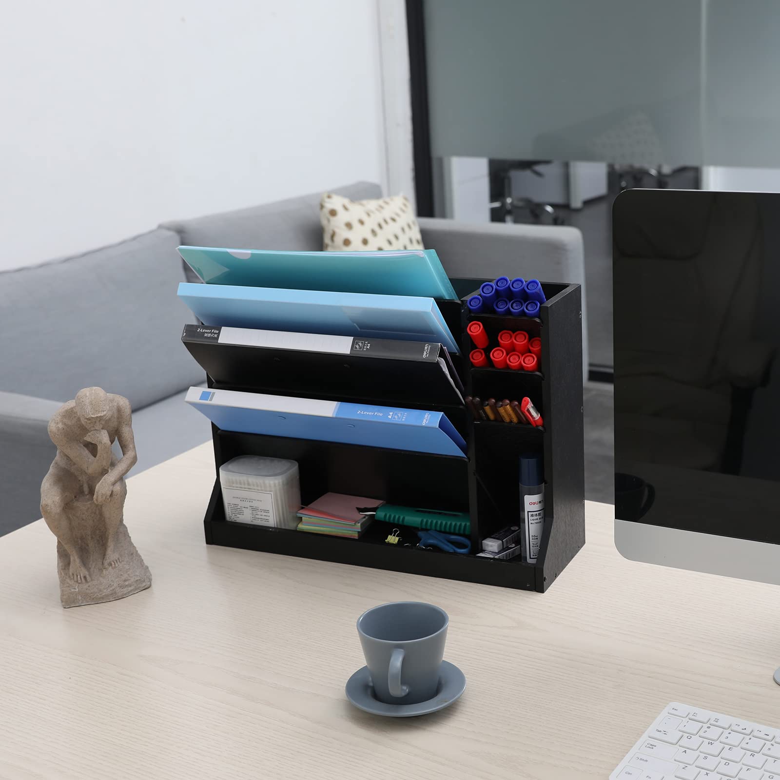 Wooden Wall Mounted File Holder 4-Tier Vertical Hanging /desktop ...