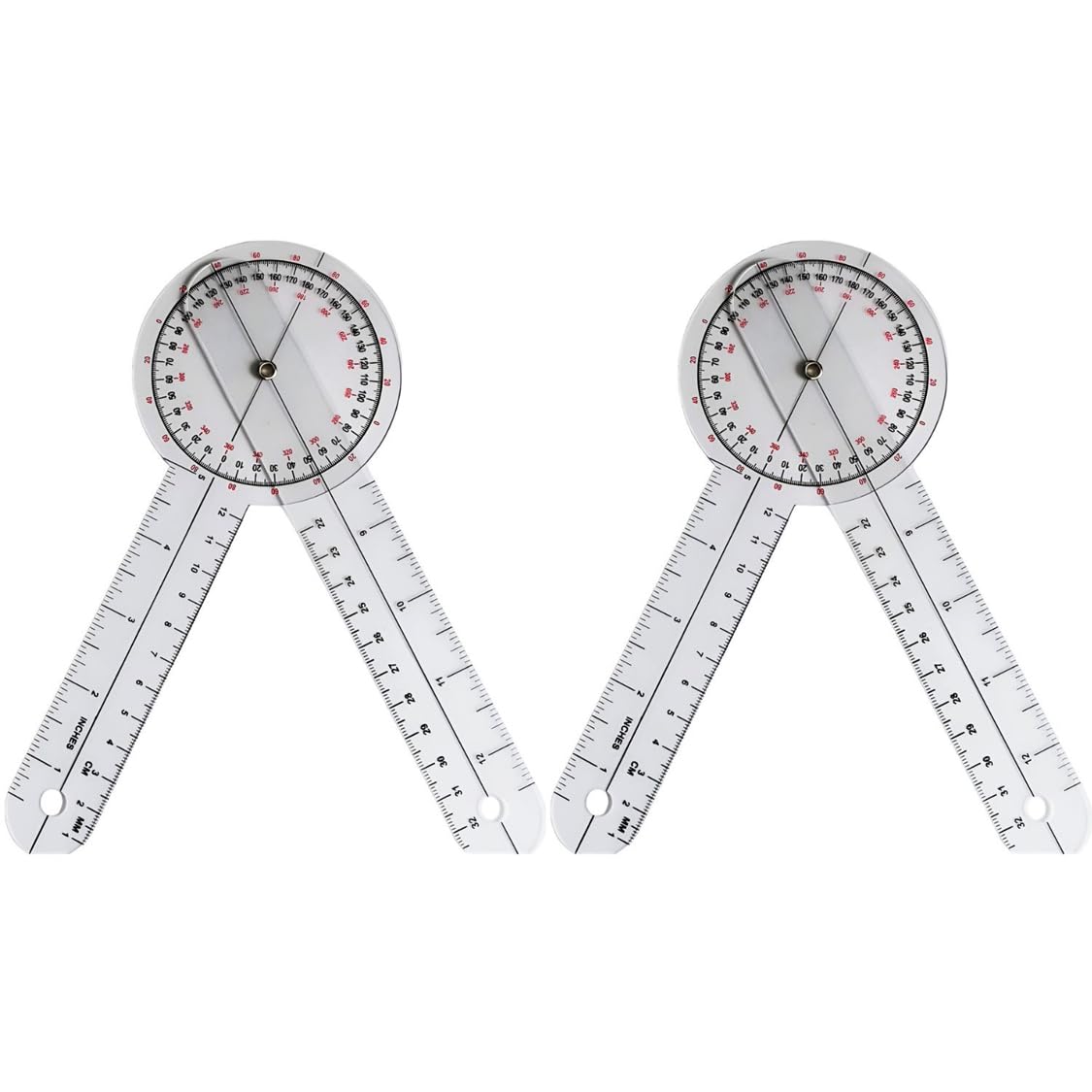 Bravezi 2 Pc.-8" Transparent Goniometer,Plastic Goniometer 360 Degree ...