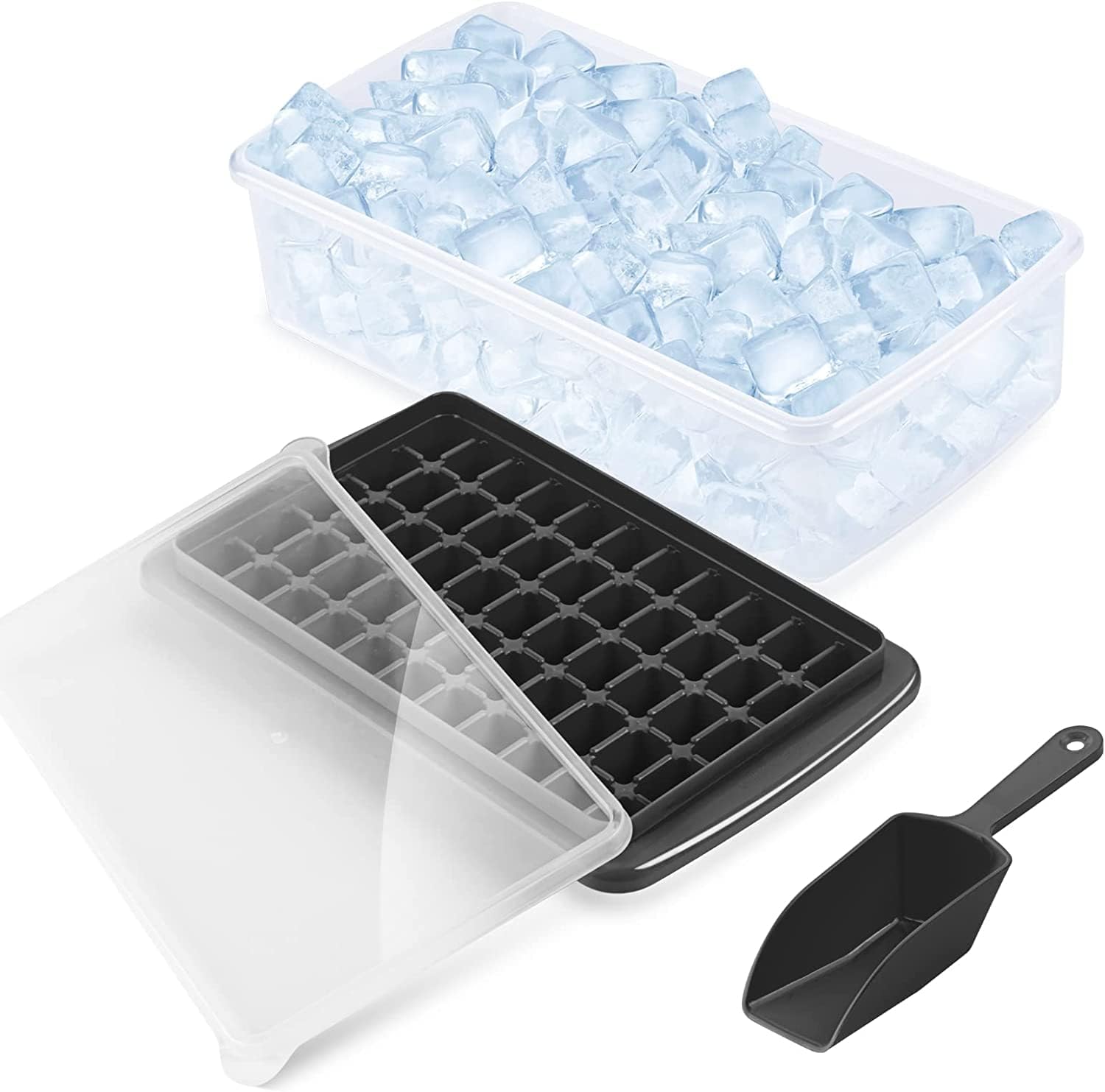 Ice CubeTray with Lid and Storage Ninonly Ice Trays for Freezer Comes ...