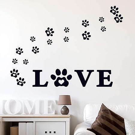 Amazon.com: MLM Dog Paw Prints-Dog Pup Removable Vinyl Wall Sticker ...