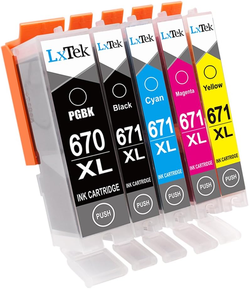 LxTek Compatible Canon 670XL PGI-670 XL 671XL CLI-671 XL Ink Cartridges for Canon PIXMA MG5760 ...