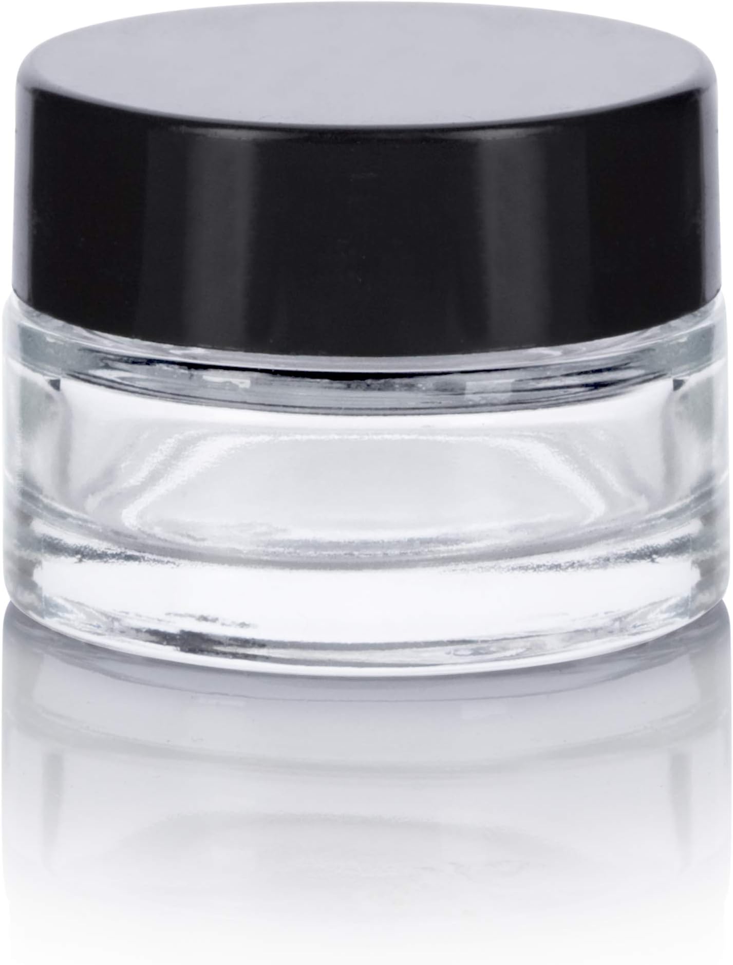 Amazon.com: Clear Glass 0.25 oz Small Thick Wall Balm Jars with Black ...
