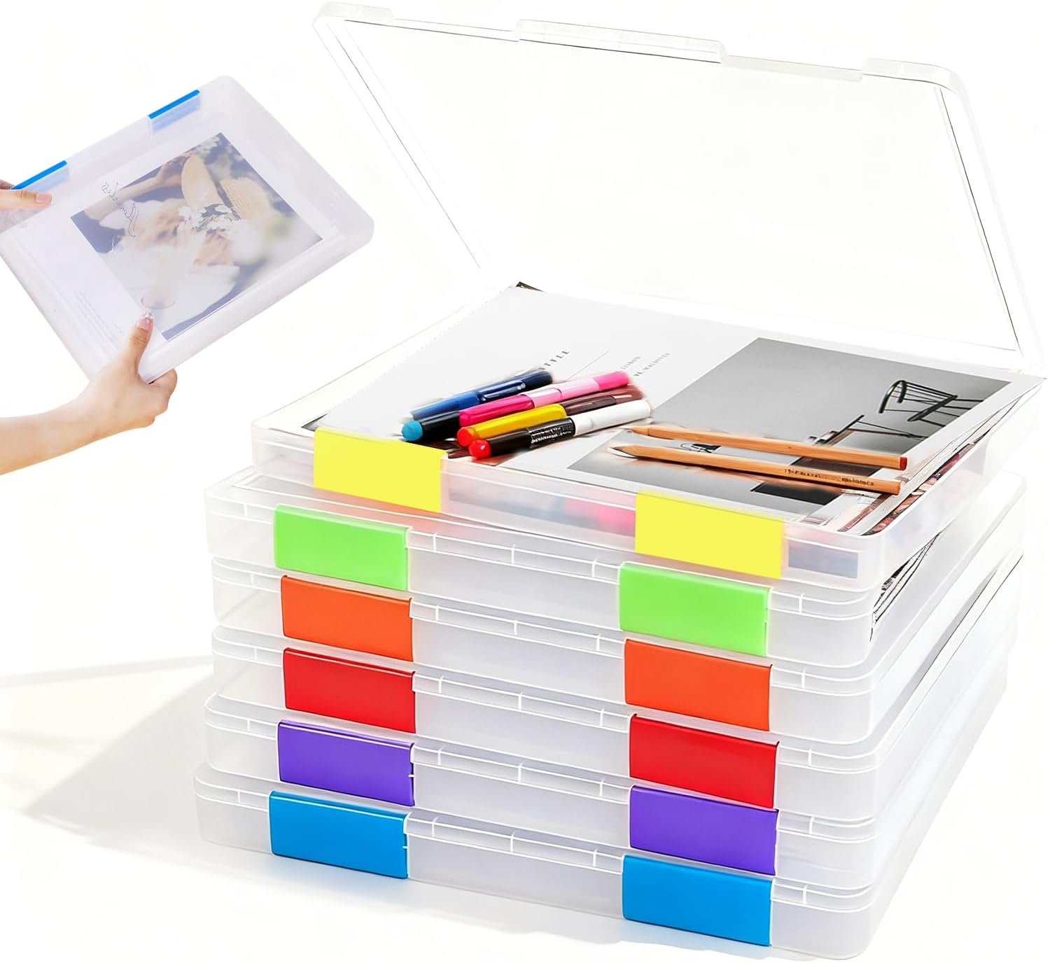 ZYETGH A4 File Box, 6 Pcs Paper Storage Boxes 30×23×2cm Clear Plastic ...