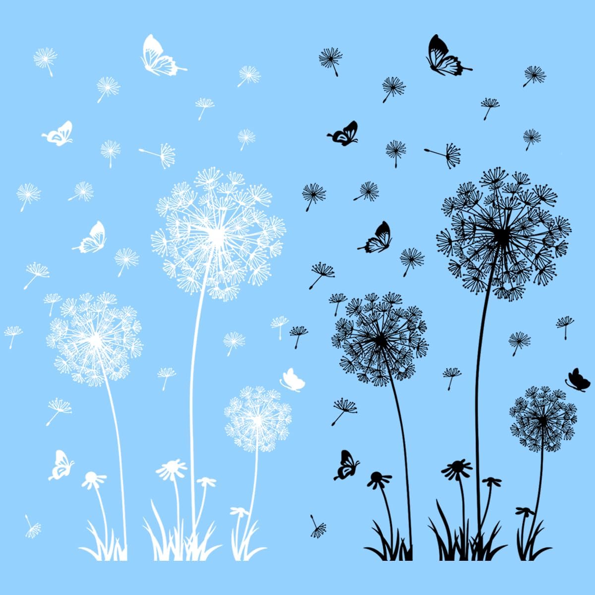 Amazon.com: Joyartu 4 Sheets Black and White Dandelion Butterfly Wall ...