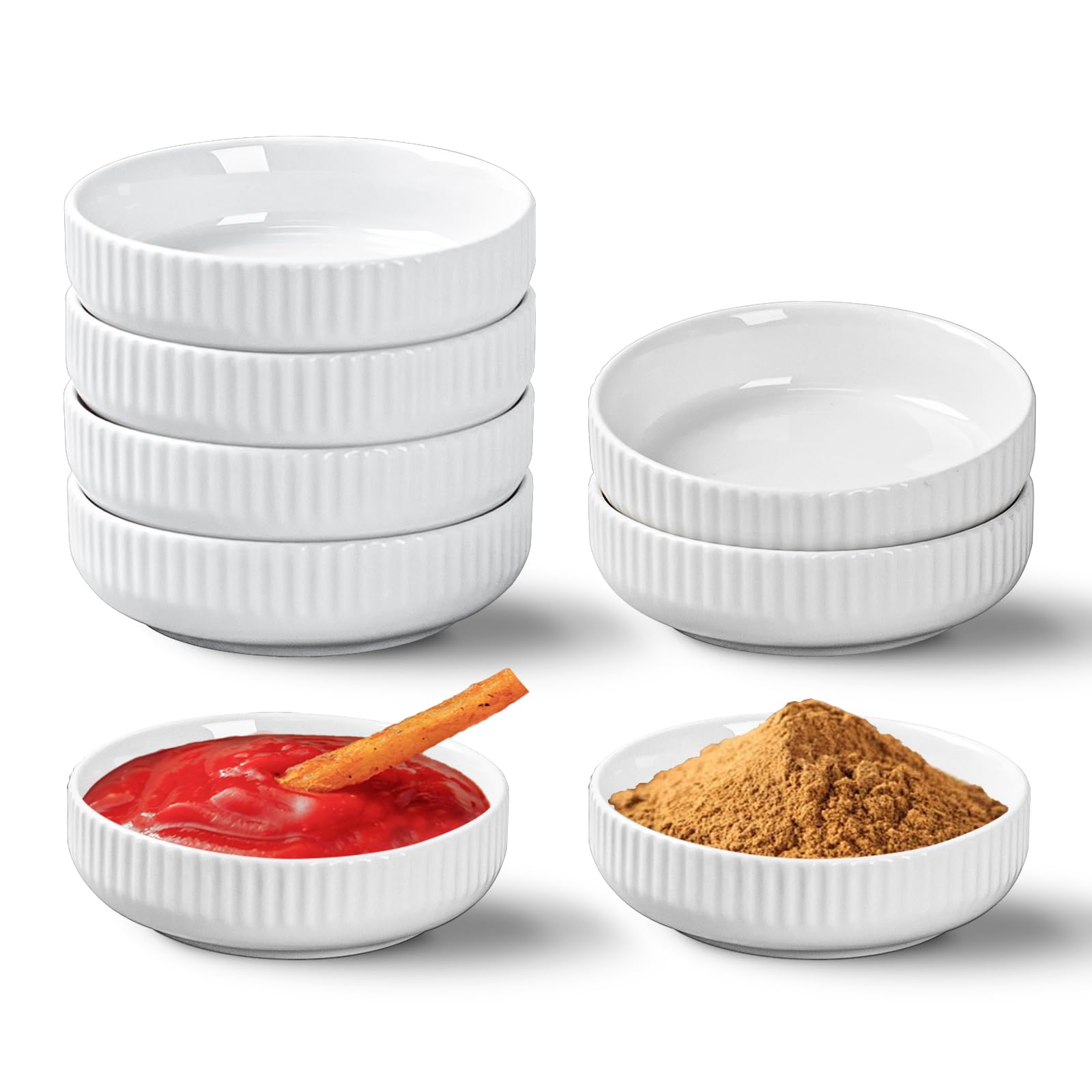 Amazon.com | KOBIKOBI 3 Oz 8 Pack Dipping Bowls Set - Ceramic Dipping ...