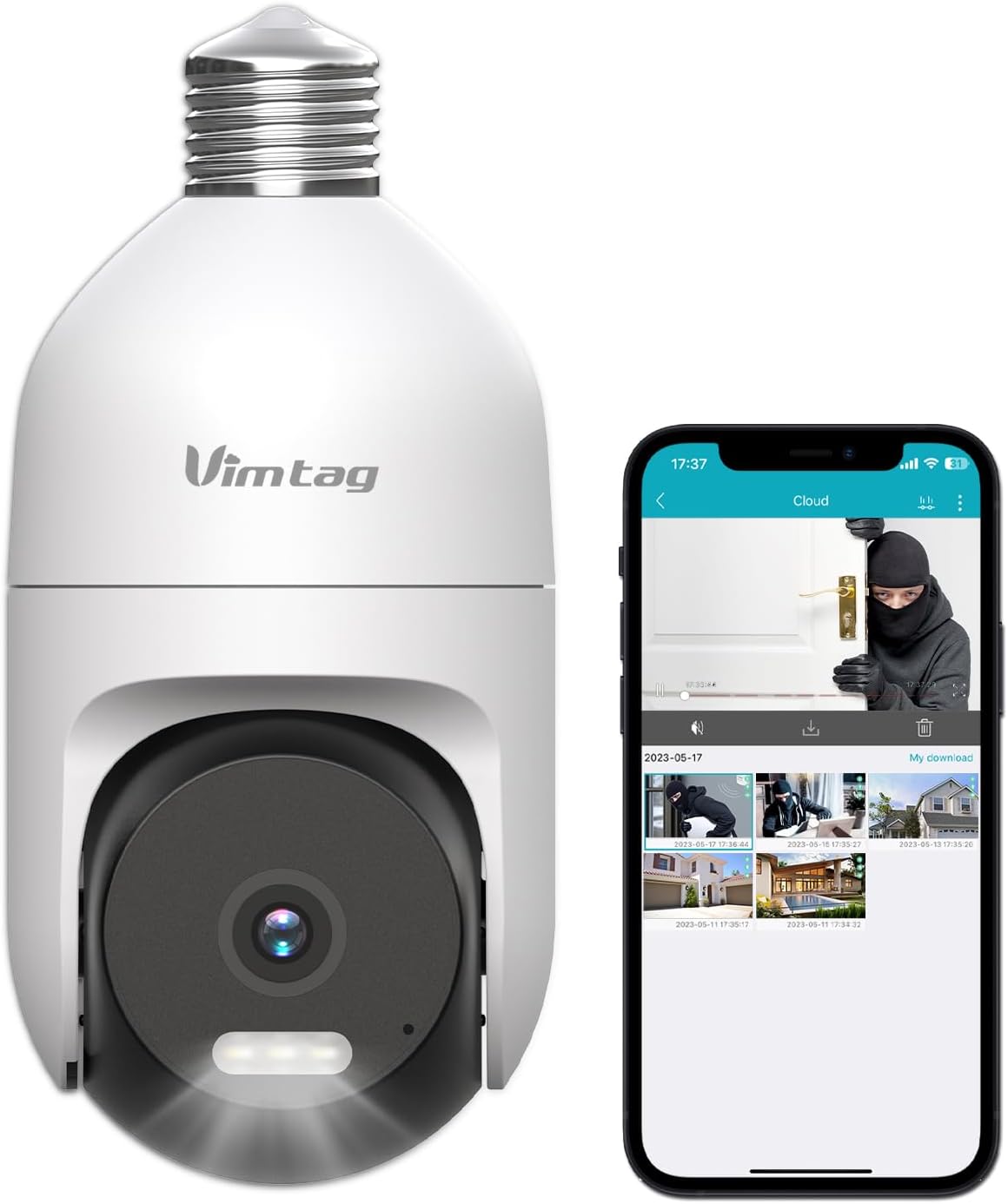 Amazon.com : VIMTAG Light Bulb Camera, 2.5K/4MP Light Bulb Security ...